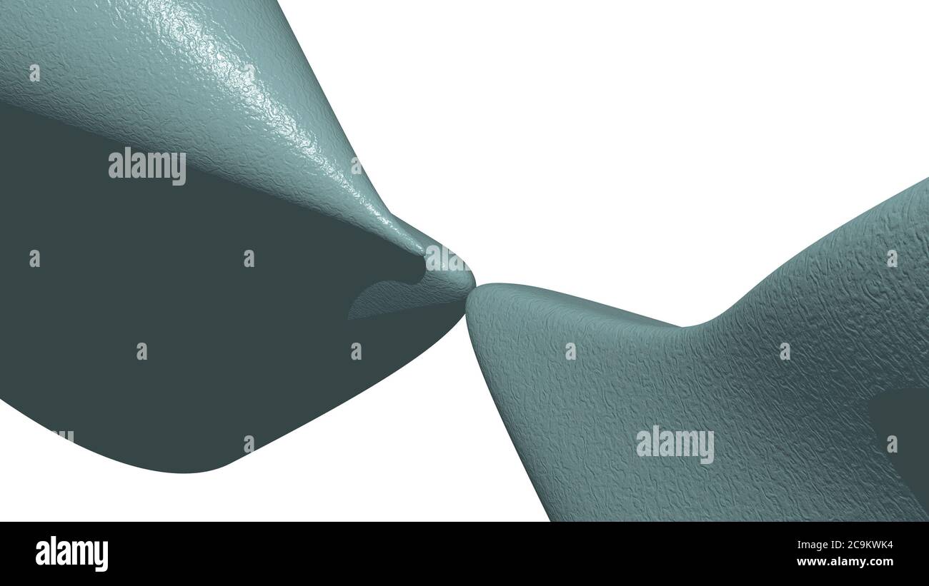 3D illustration of a geometrical shape of CADET BLUE color on a white ...