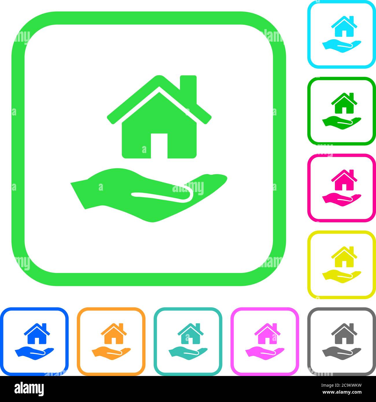 Home insurance vivid colored flat icons in curved borders on white ...