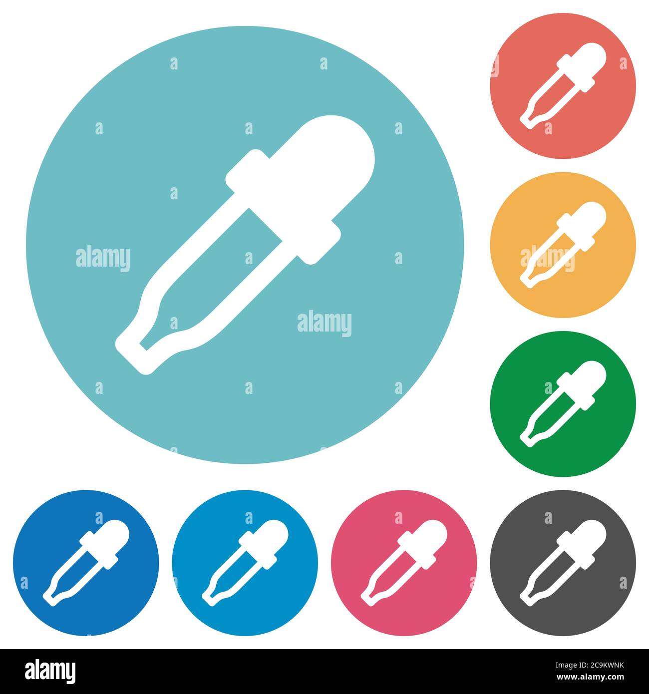 Color picker flat white icons on round color backgrounds Stock Vector ...