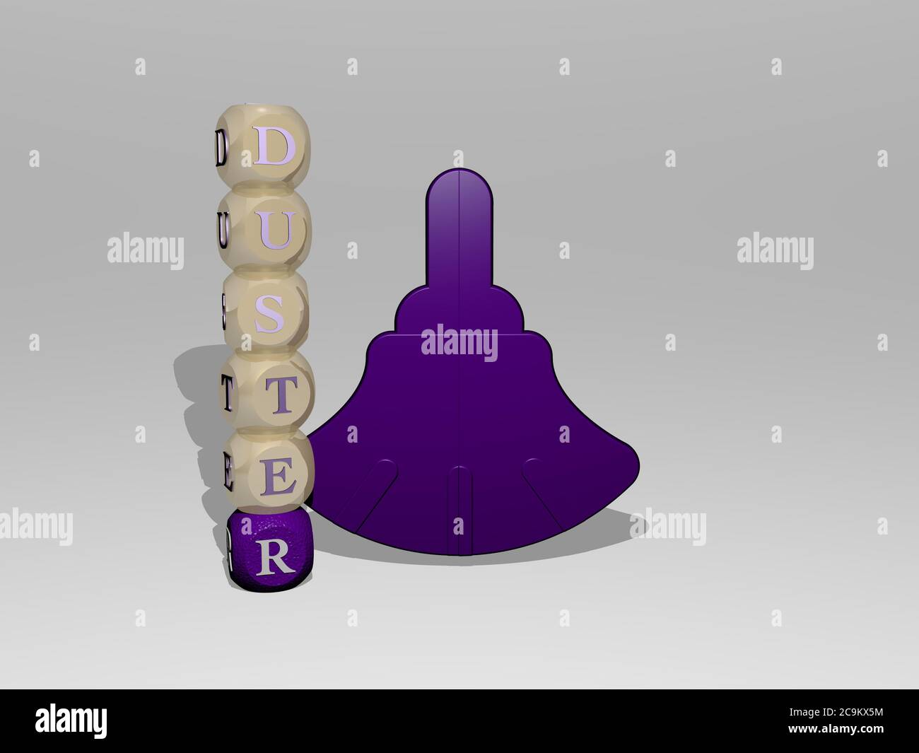 3D graphical image of duster vertically along with text built around ...