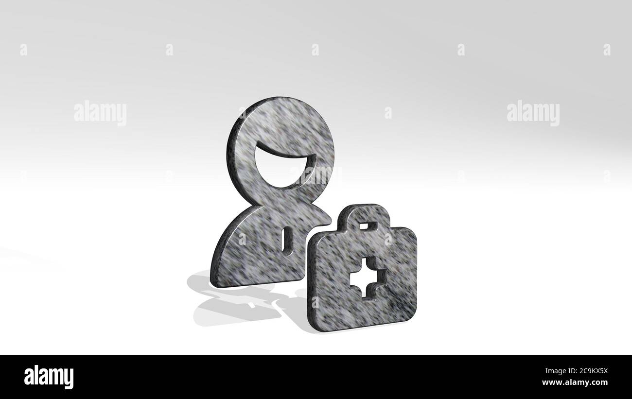 MEDICAL PERSONNEL made by 3D illustration of a shiny metallic sculpture ...
