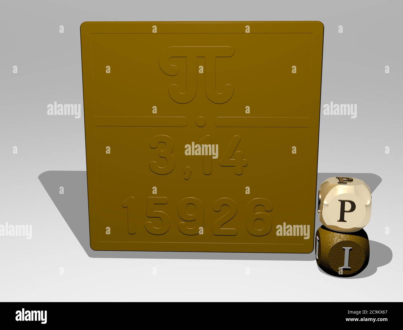 3D representation of PI with icon on the wall and text arranged by ...