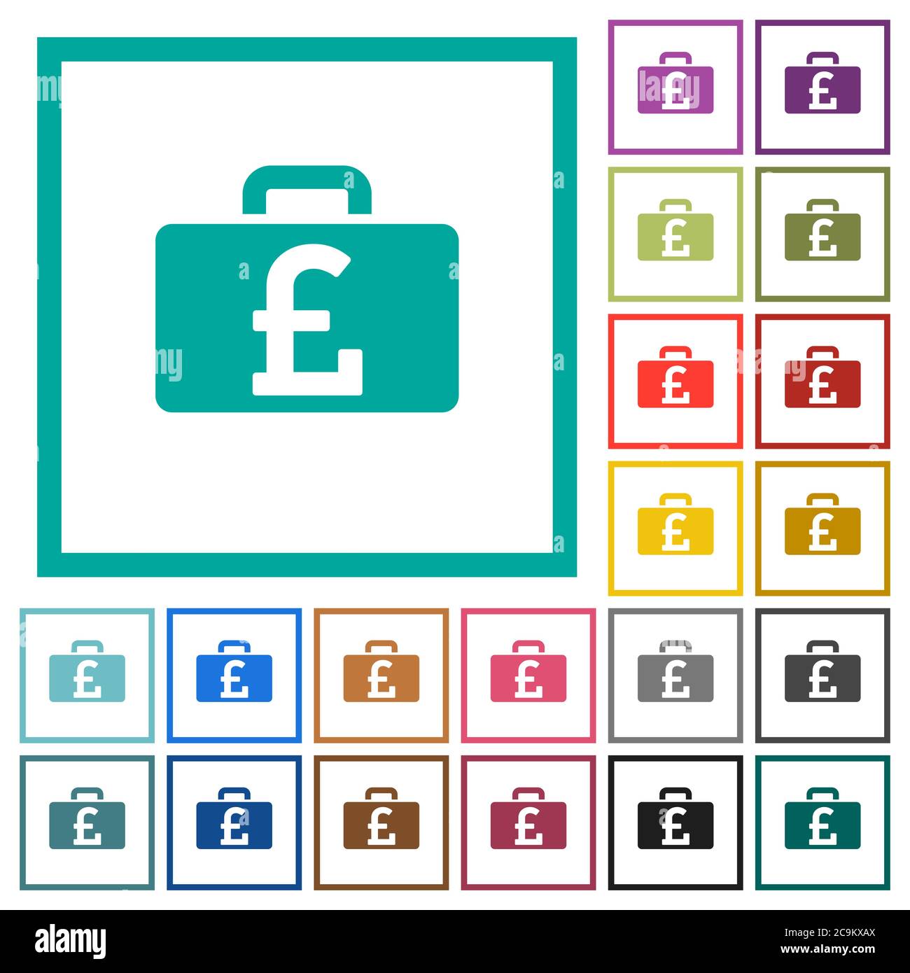 Pound bag flat color icons with quadrant frames on white background ...