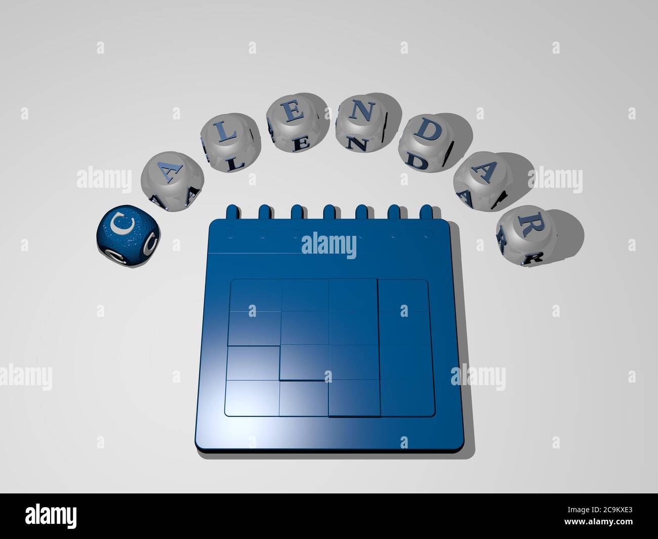 3D representation of calendar with icon on the wall and text arranged ...