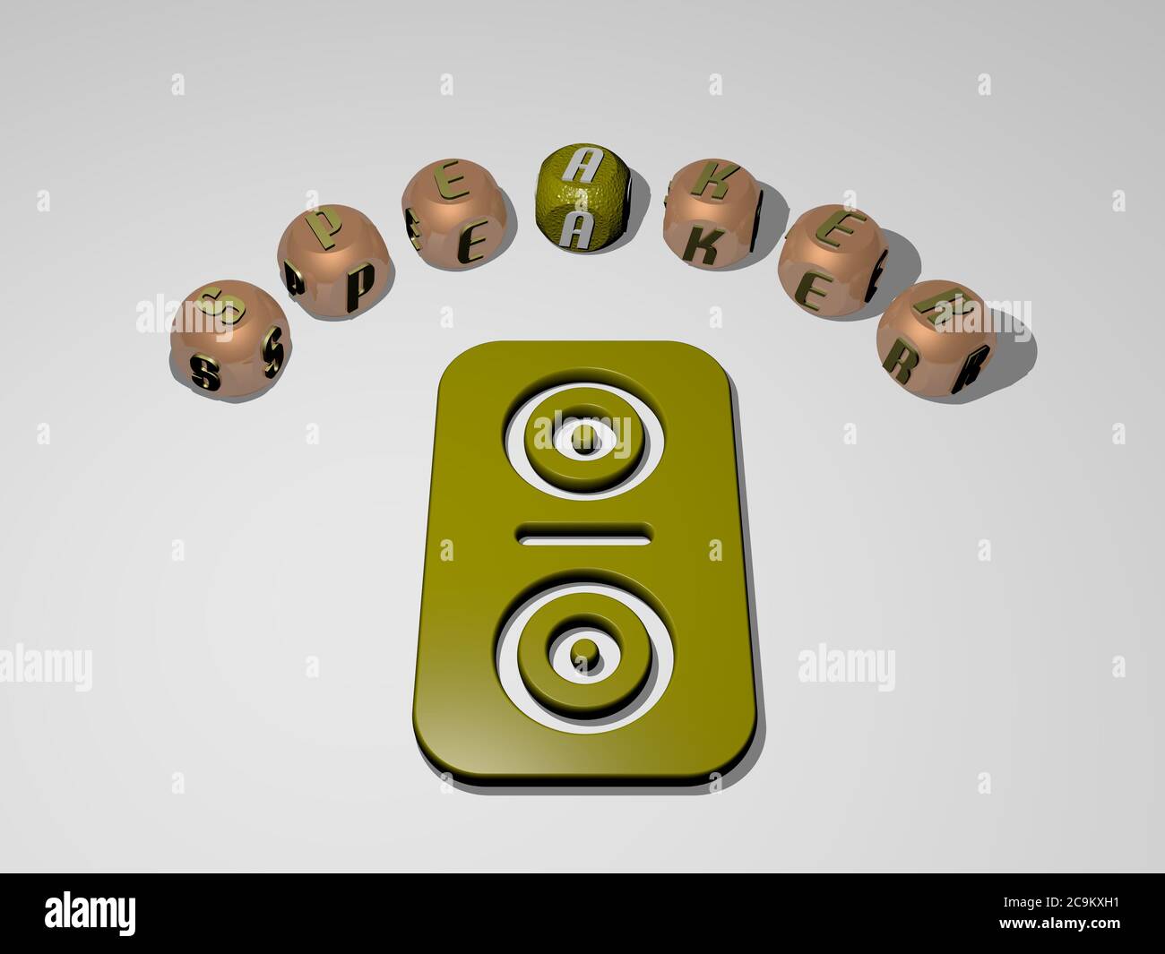 3D representation of SPEAKER with icon on the wall and text arranged by ...