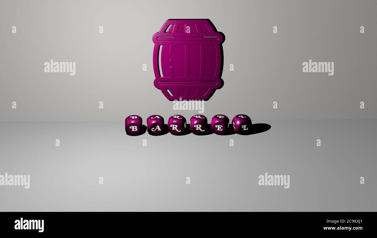 3D representation of barrel with icon on the wall and text arranged by ...