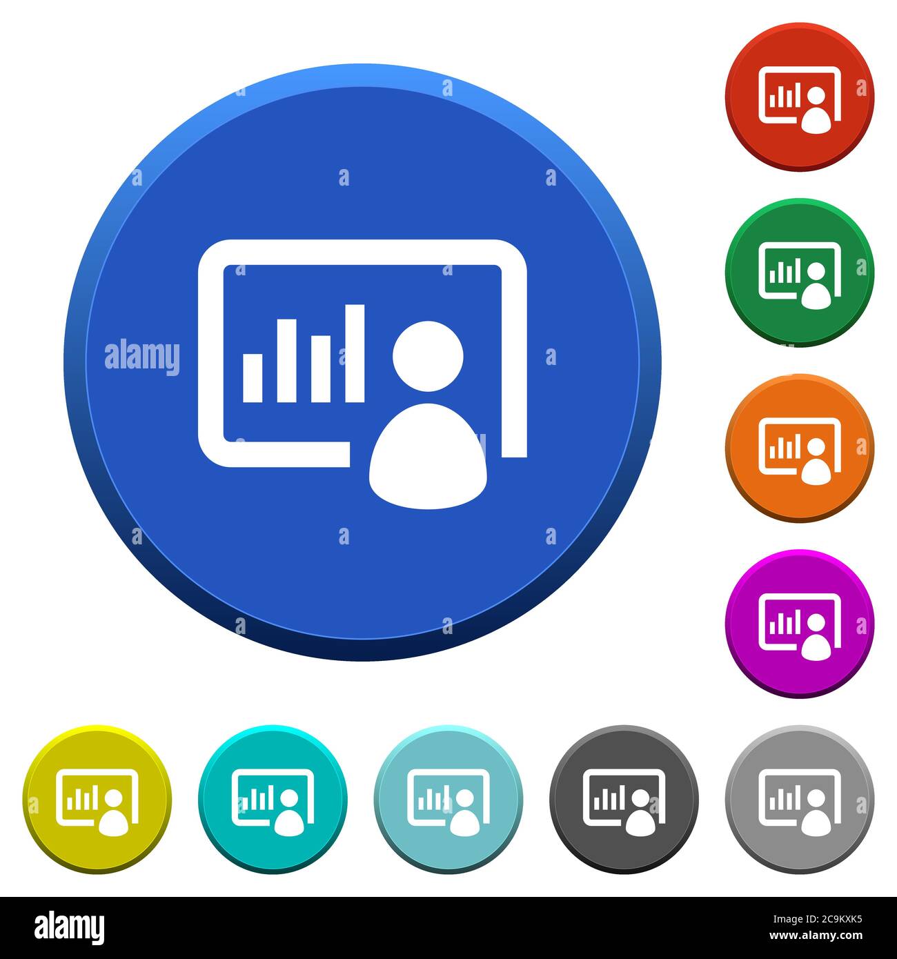 Presentation round color beveled buttons with smooth surfaces and flat ...