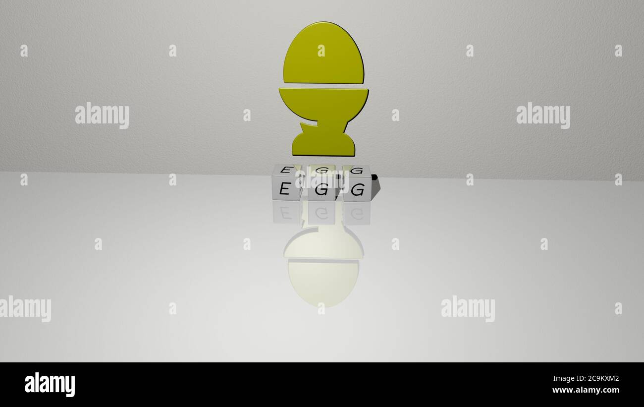 3D representation of EGG with icon on the wall and text arranged by ...