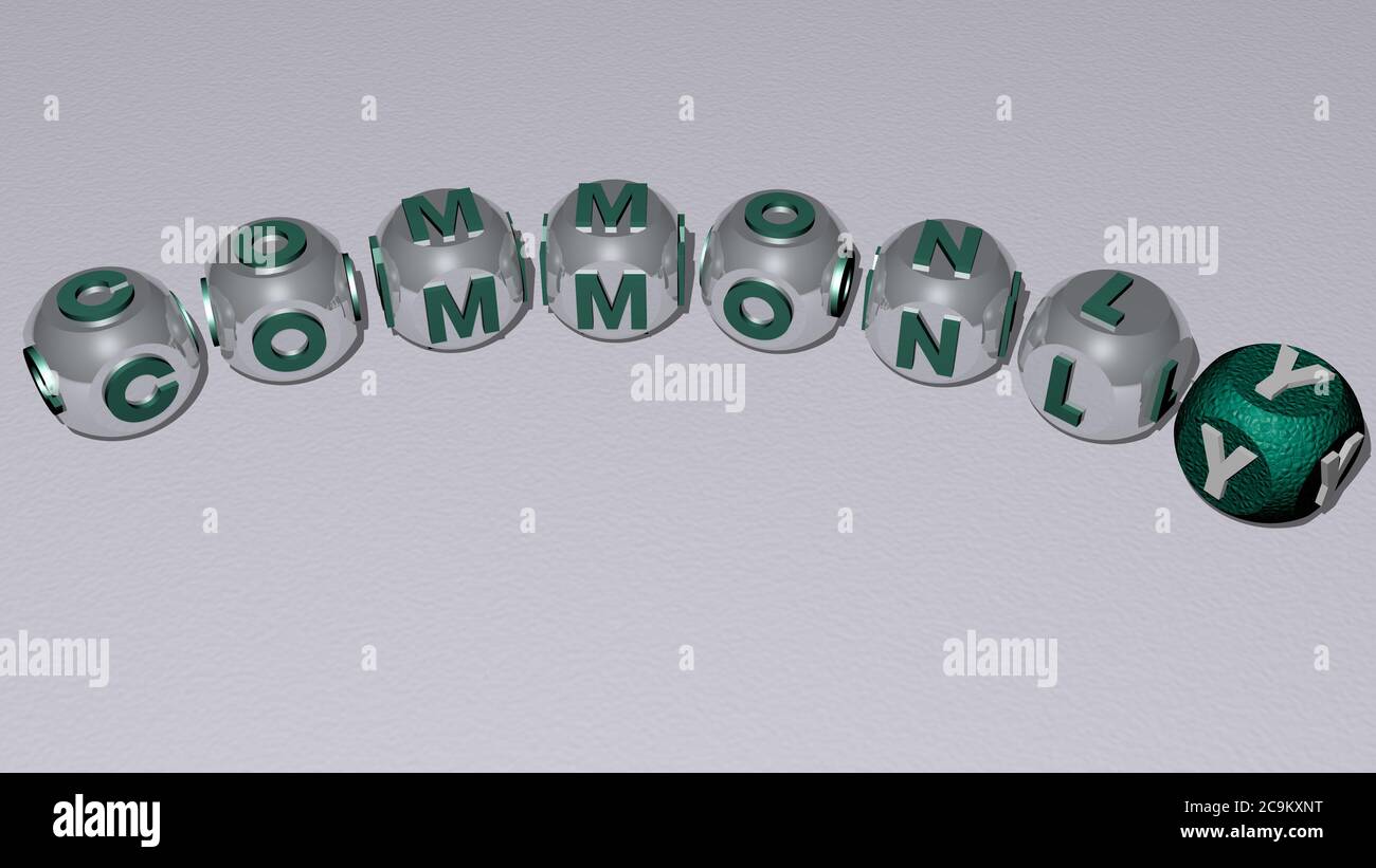 combination of commonly built by cubic letters from the top perspective ...
