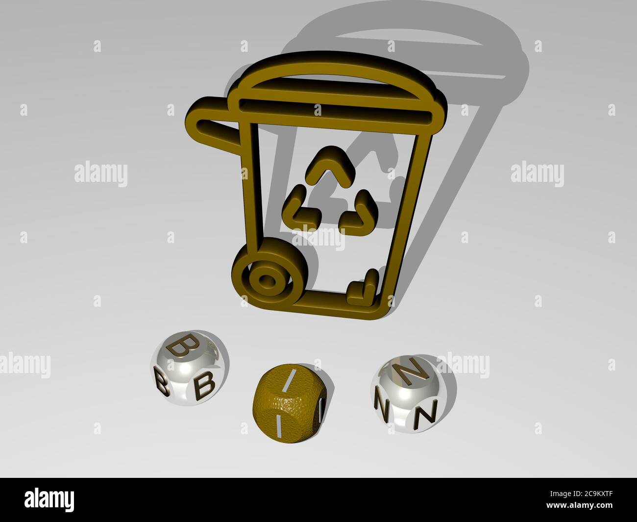 3D illustration of bin graphics and text around the icon made by ...