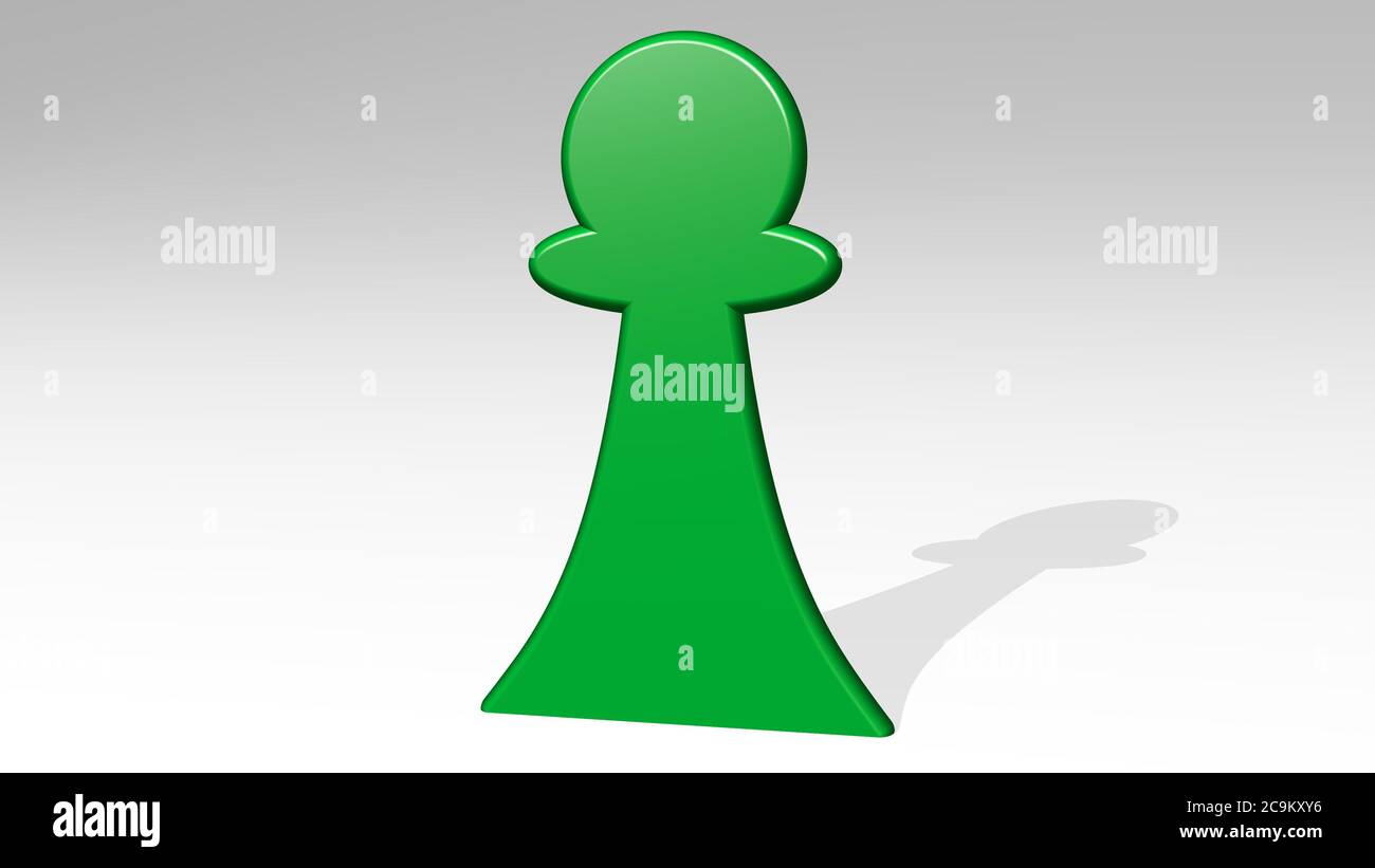 chess soldier made by 3D illustration of a shiny metallic sculpture ...