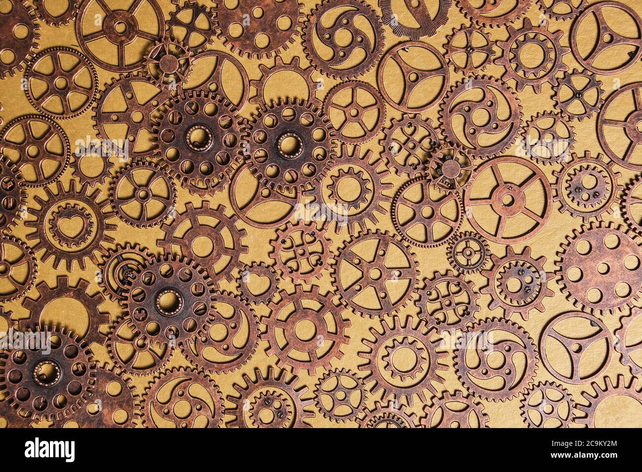 Background, an abstraction of a gear on a yellow background Stock Photo ...