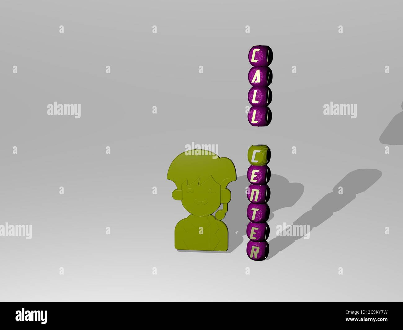 3D graphical image of CALL CENTER vertically along with text built ...