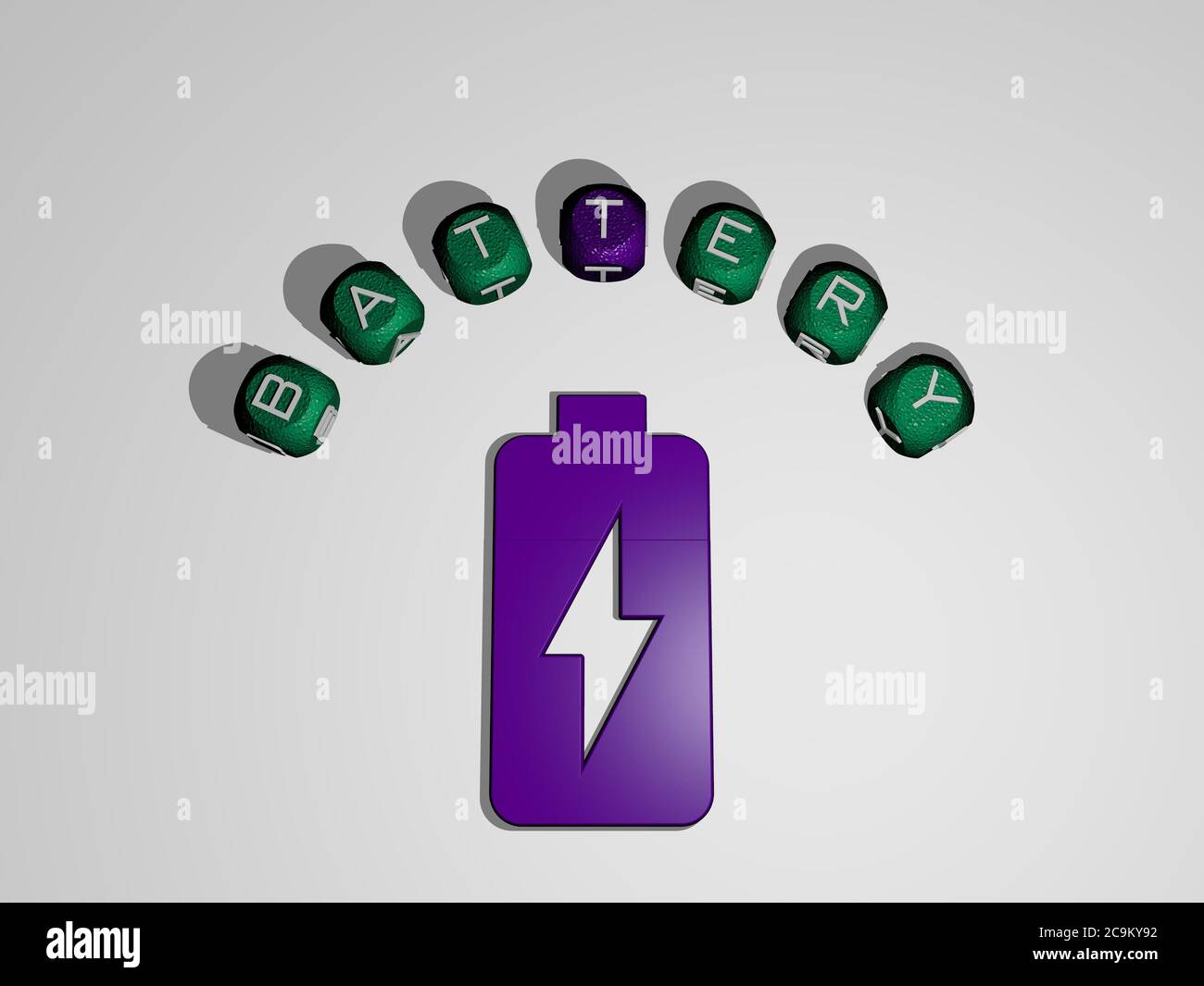 3D illustration of battery graphics and text around the icon made by ...