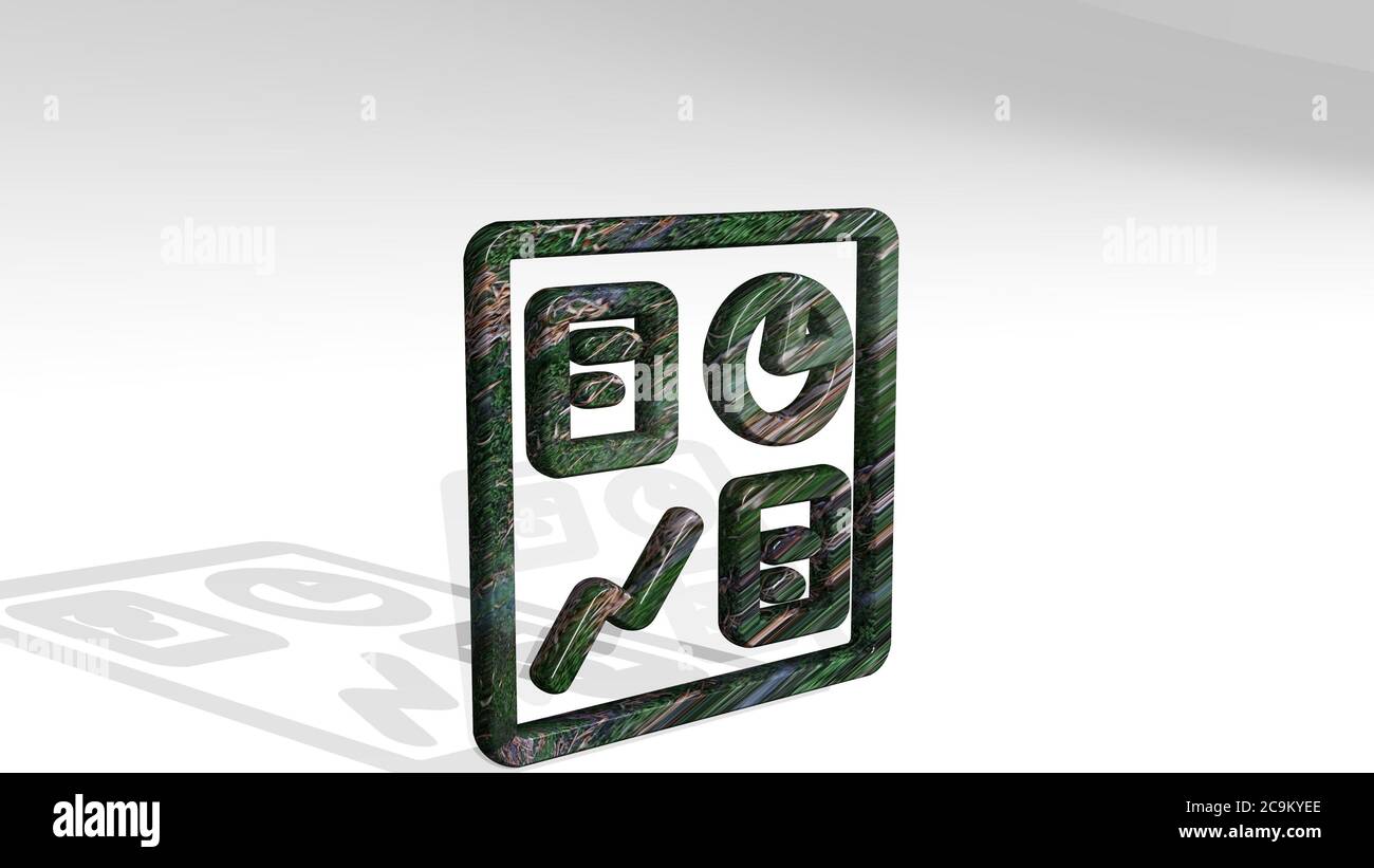 pie line graph casting shadow from a perspective. A thick sculpture ...