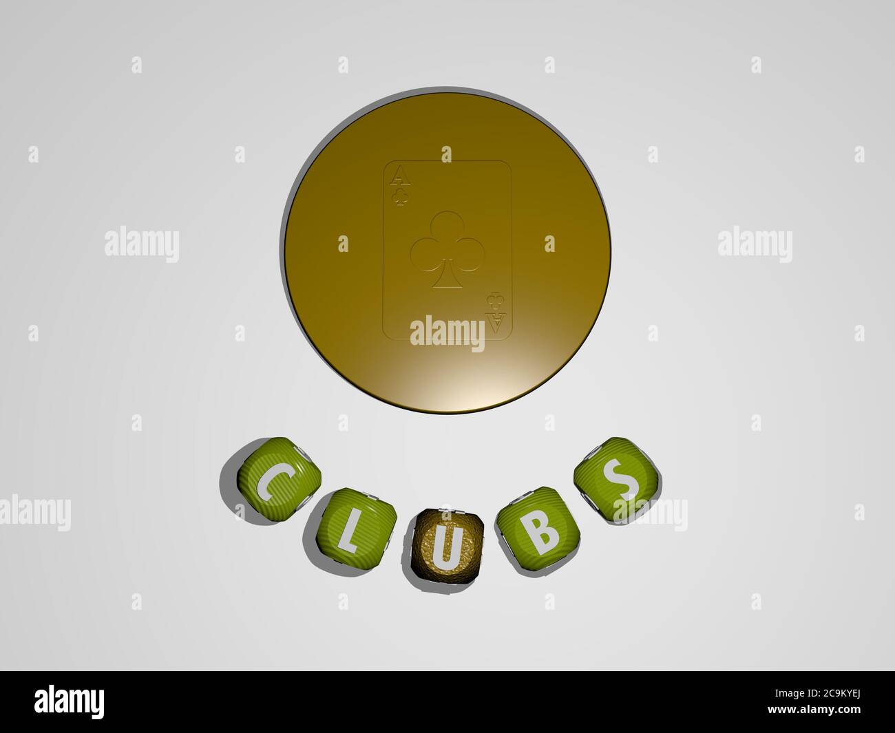 3D representation of CLUBS with icon on the wall and text arranged by ...