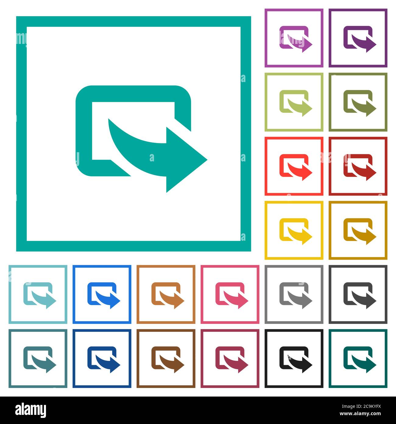 Export symbol with bottom right arrow flat color icons with quadrant ...