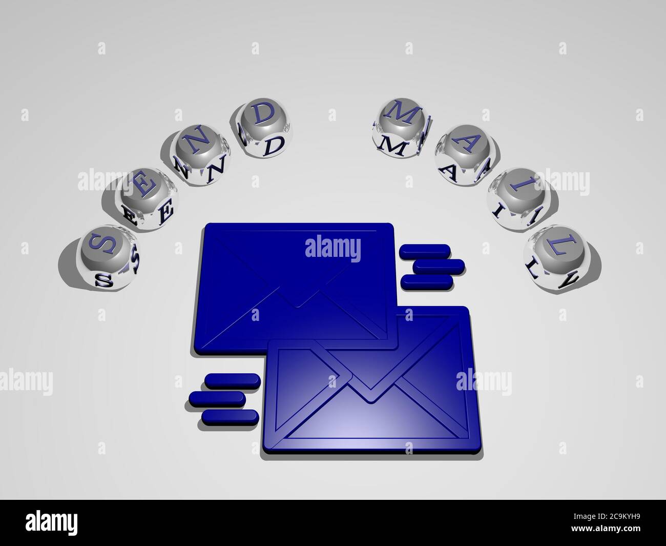 3D graphical image of SEND MAIL vertically along with text built around ...