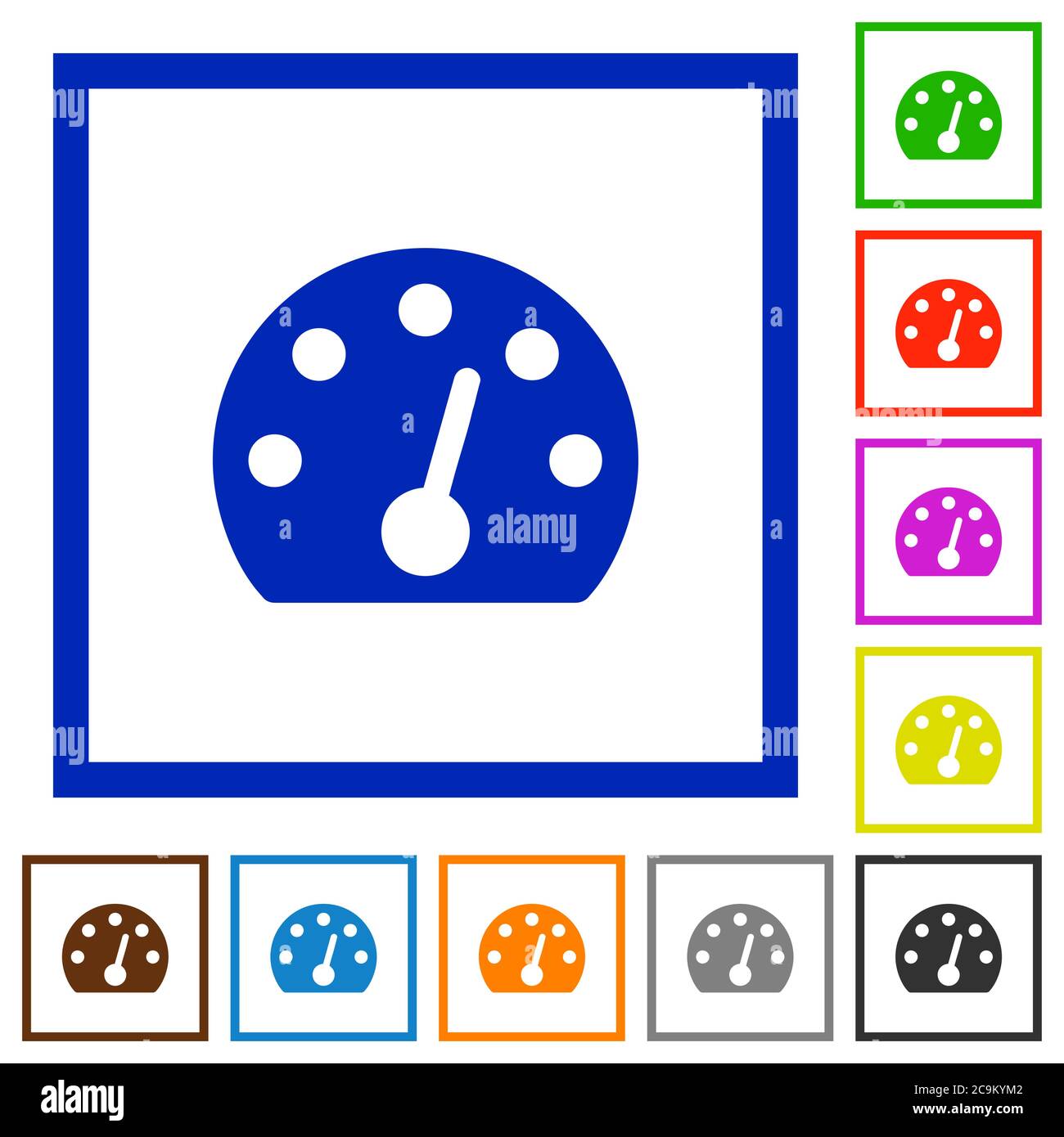 Dashboard flat color icons in square frames on white background Stock ...