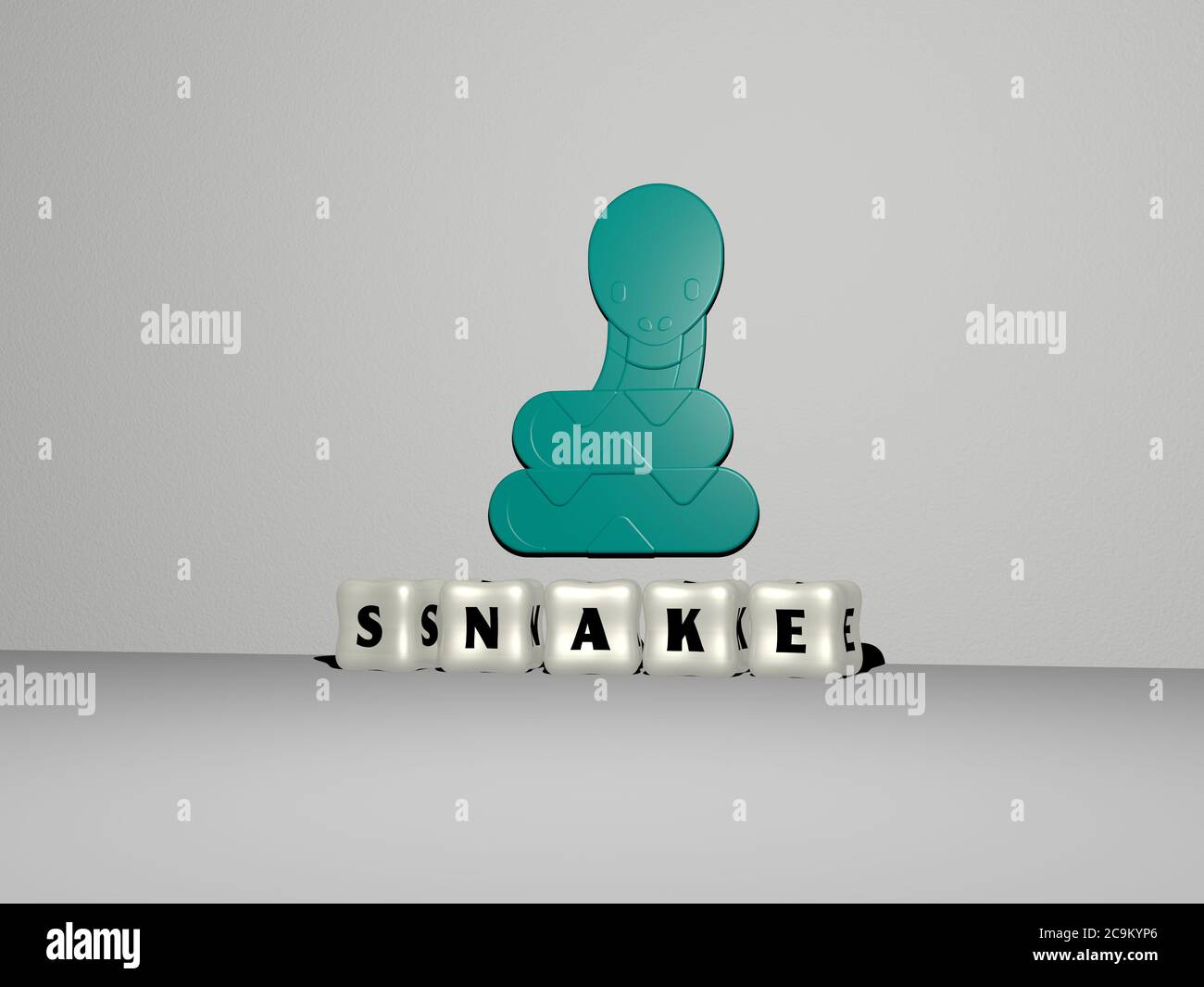 3D representation of SNAKE with icon on the wall and text arranged by ...