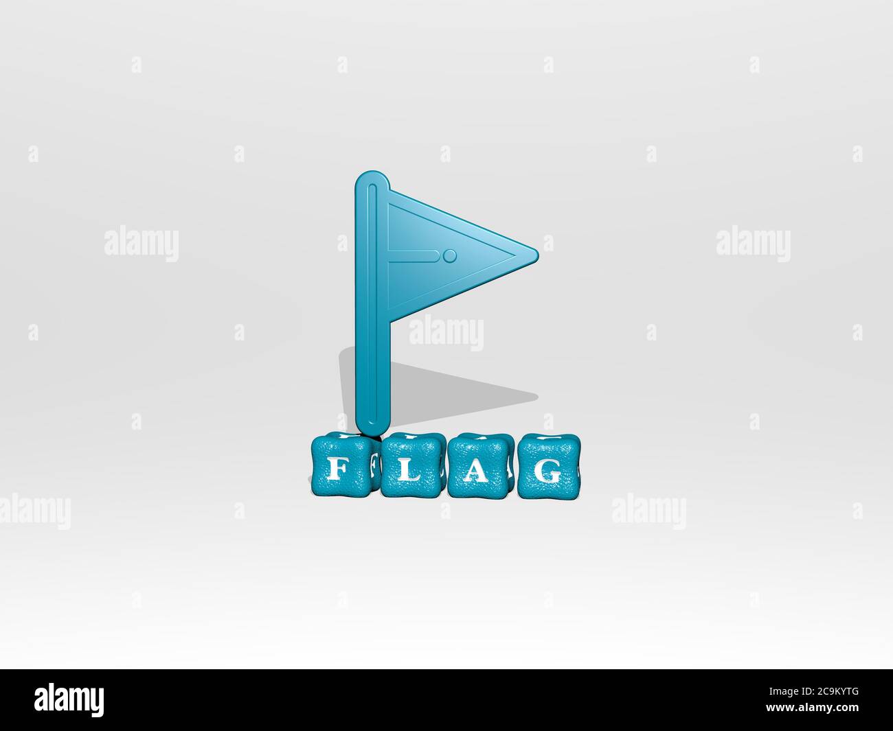 3D graphical image of FLAG vertically along with text built by metallic ...