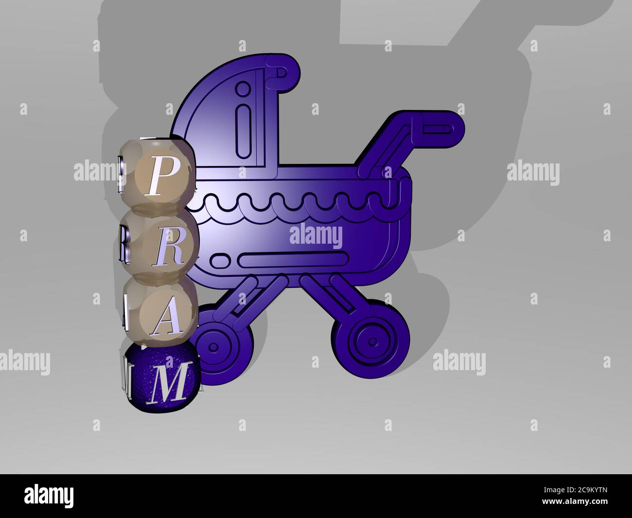 3D representation of PRAM with icon on the wall and text arranged by ...