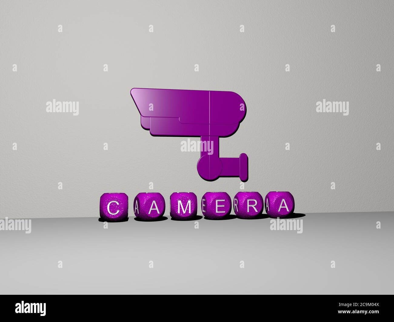 3D graphical image of camera vertically along with text built by ...