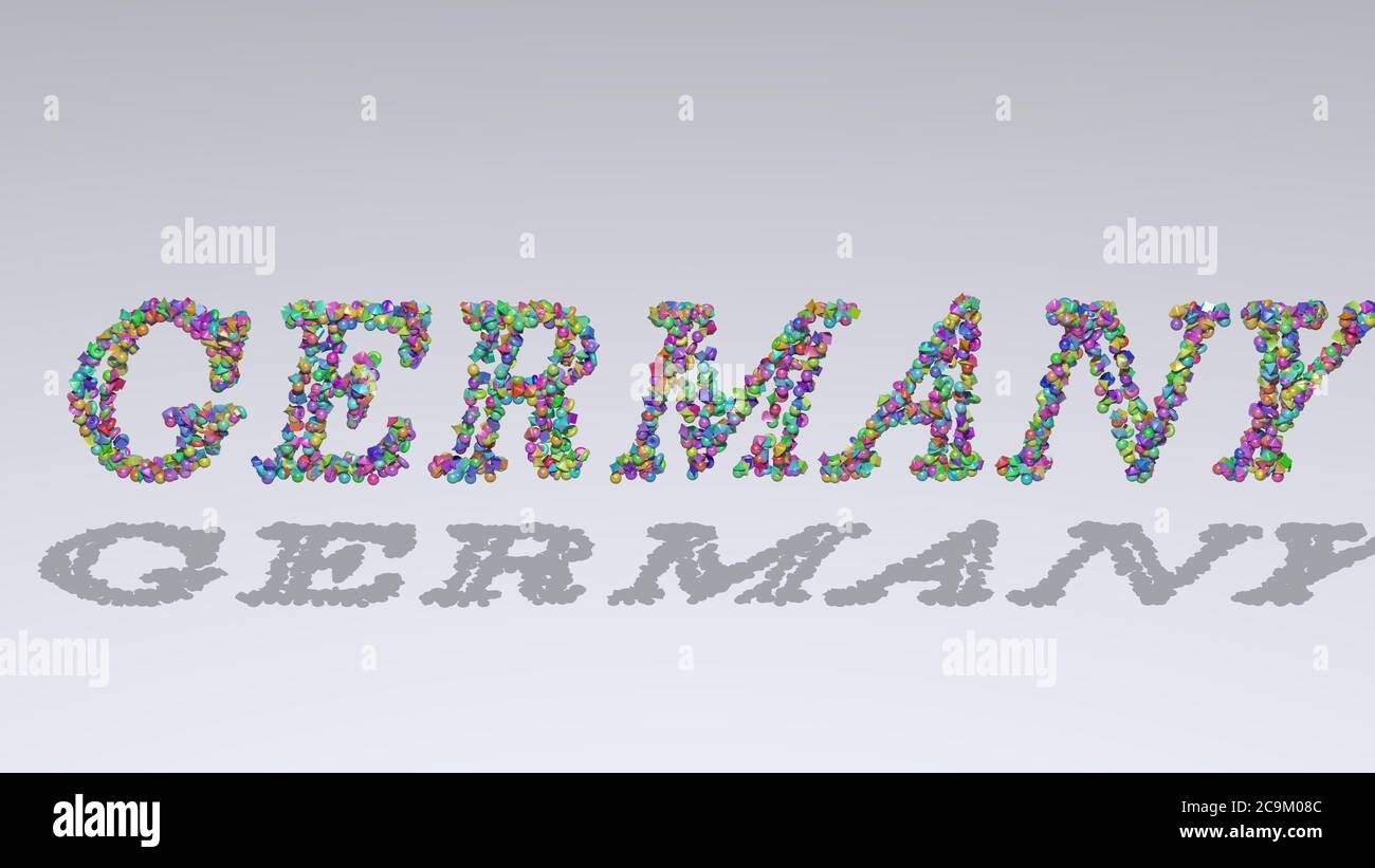 germany written in 3D illustration by colorful small objects casting ...