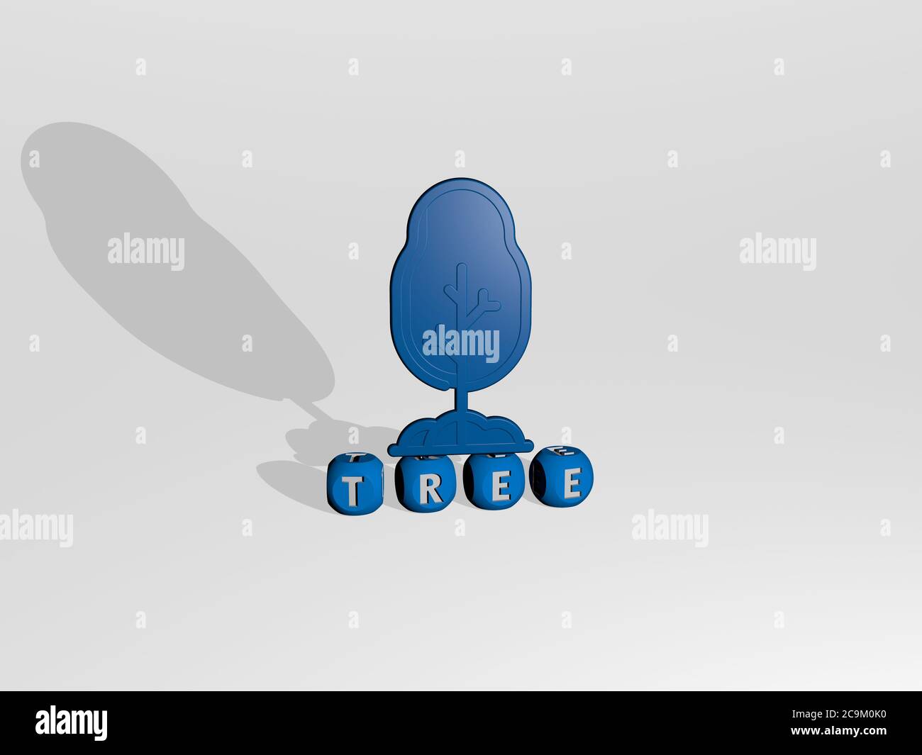 3D representation of tree with icon on the wall and text arranged by ...