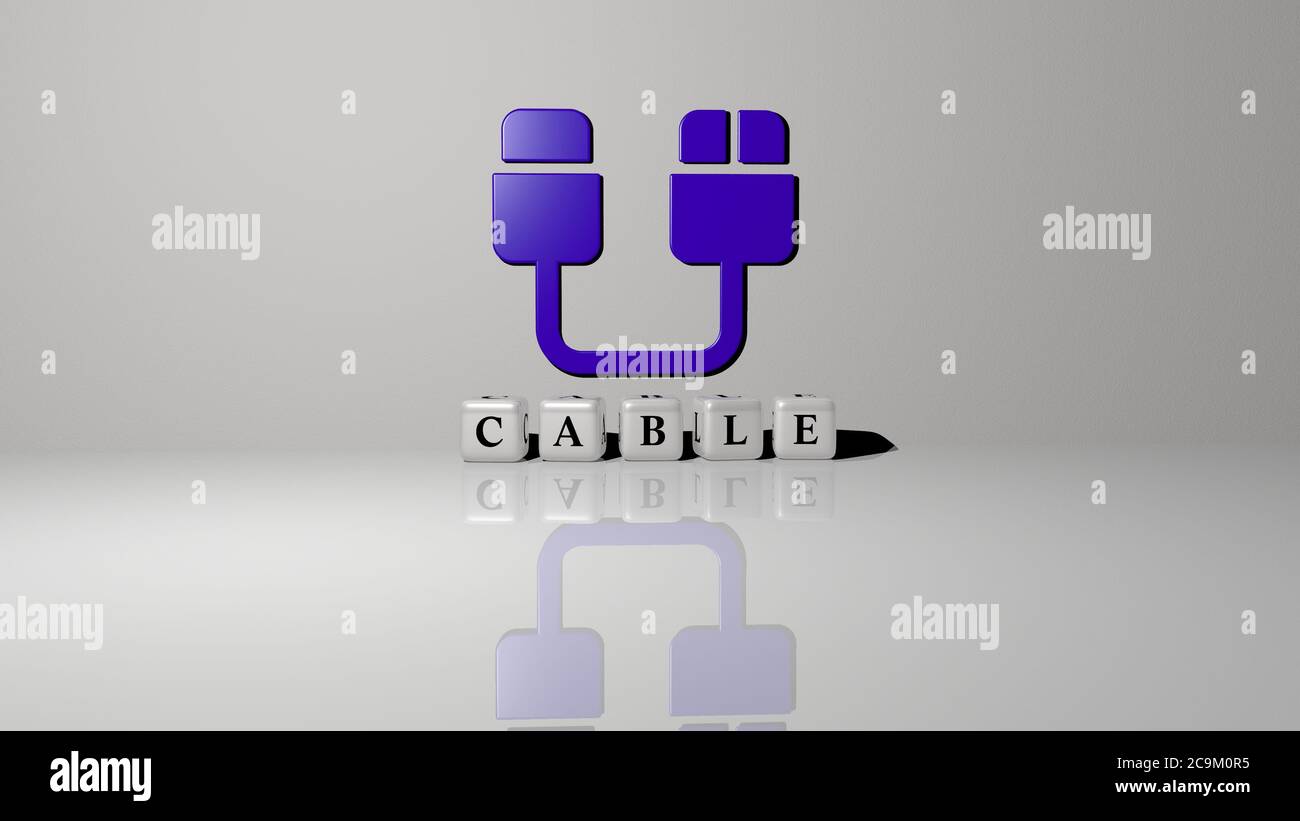 3D illustration of cable graphics and text made by metallic dice ...