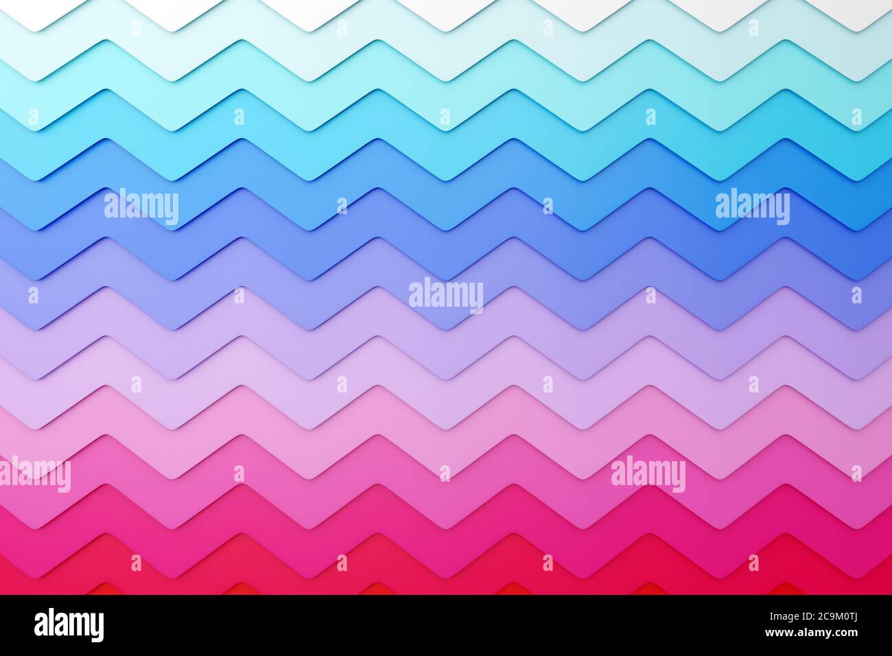 3D illustration of pink, blue and white geometric pattern from a ...