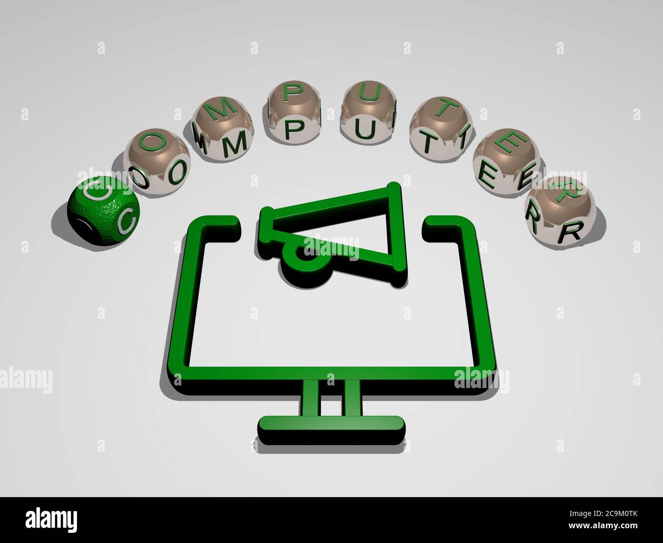 3D graphical image of COMPUTER vertically along with text built around ...