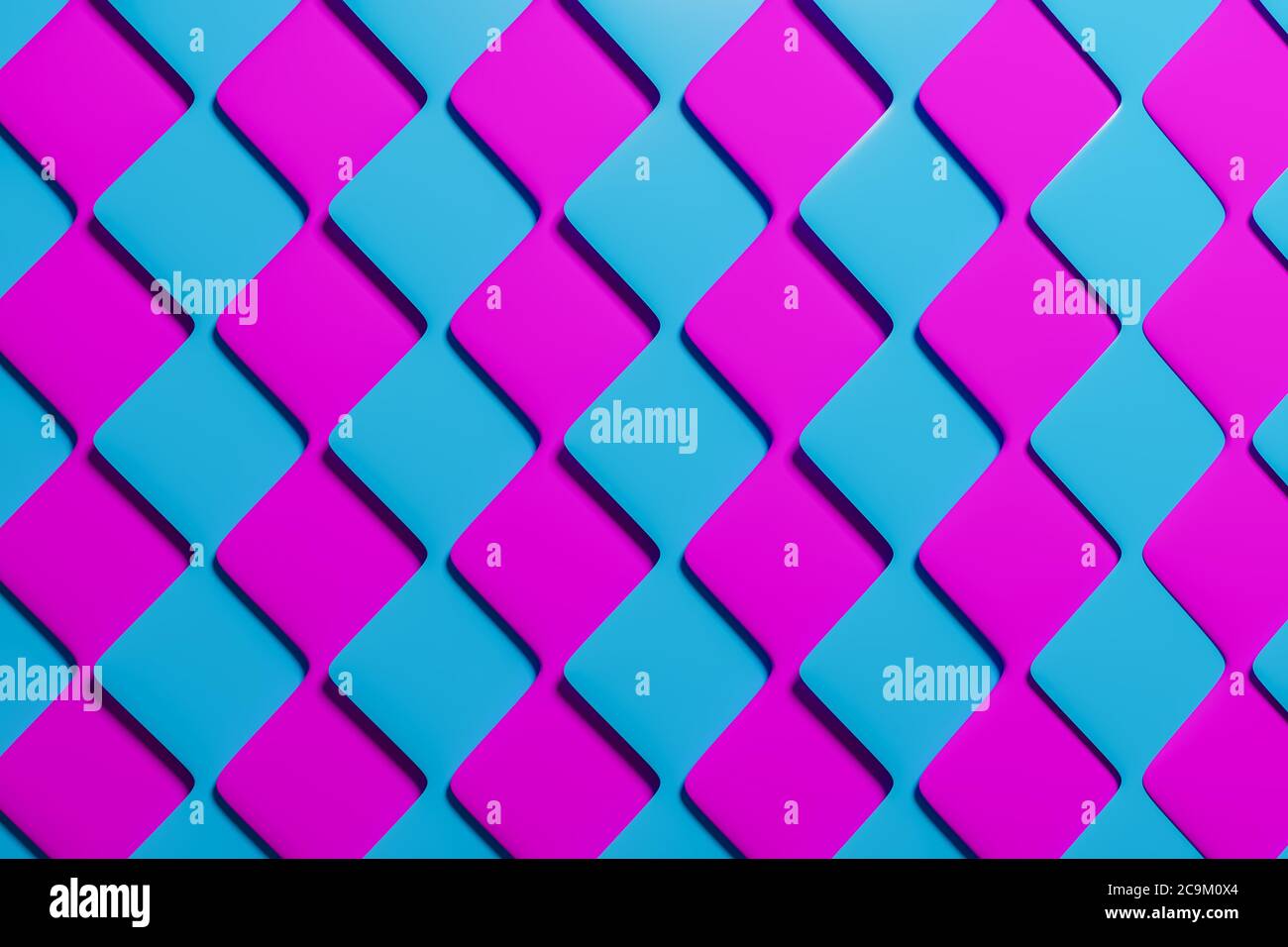 3D illustration volumetric pink and blue patternTechnology geometry ...