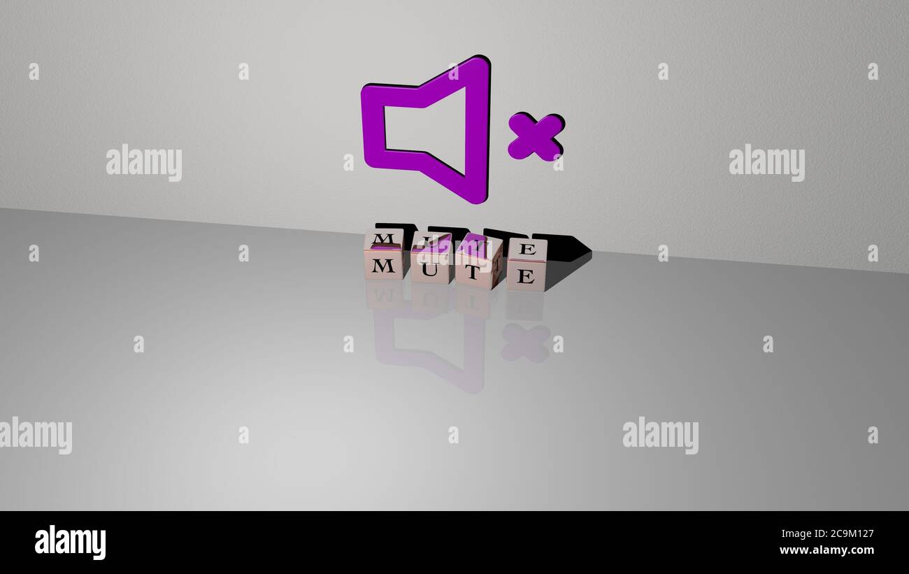 3D graphical image of mute vertically along with text built by metallic ...