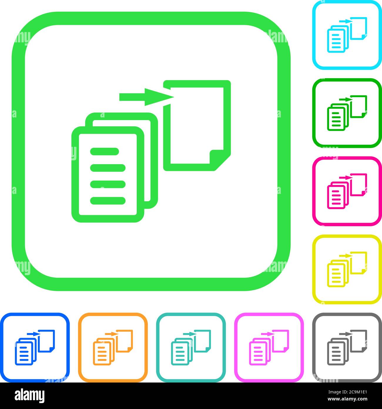 Move file vivid colored flat icons in curved borders on white ...