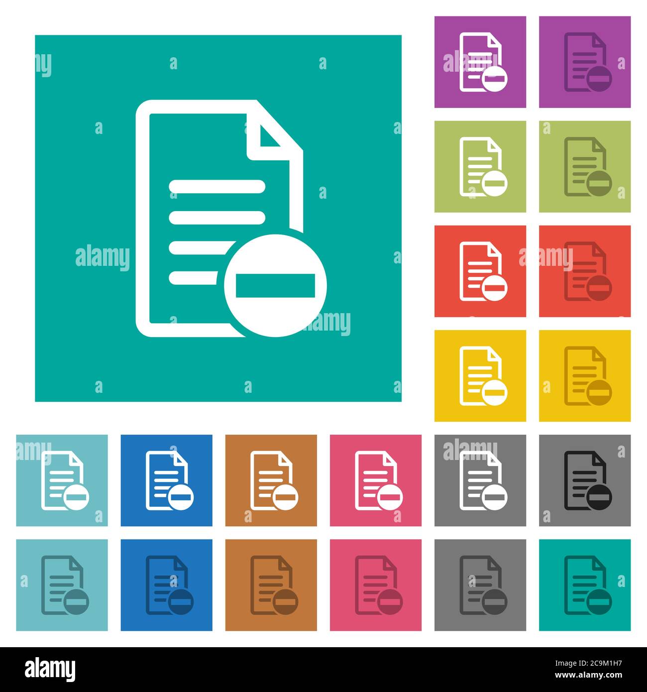 Remove document multi colored flat icons on plain square backgrounds ...