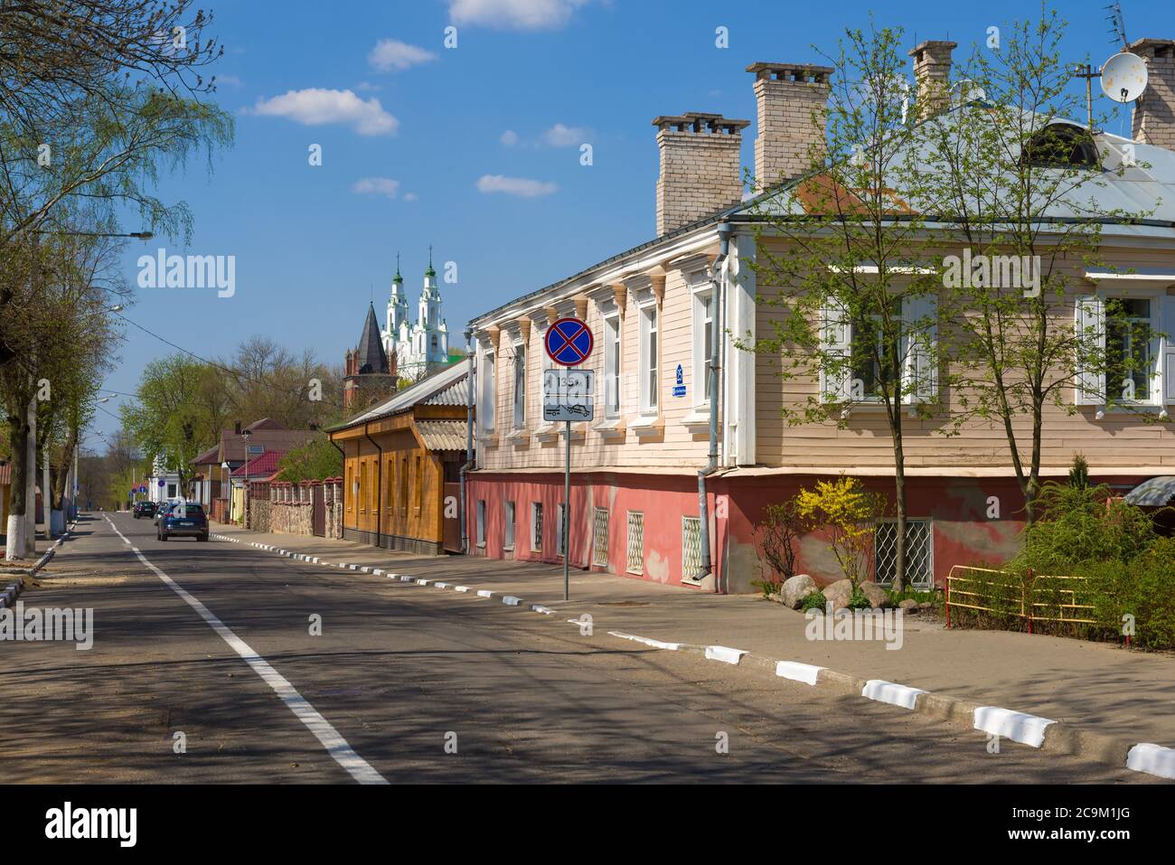 On the old streets of Polotsk on a sunny April day. Belarus Stock Photo ...