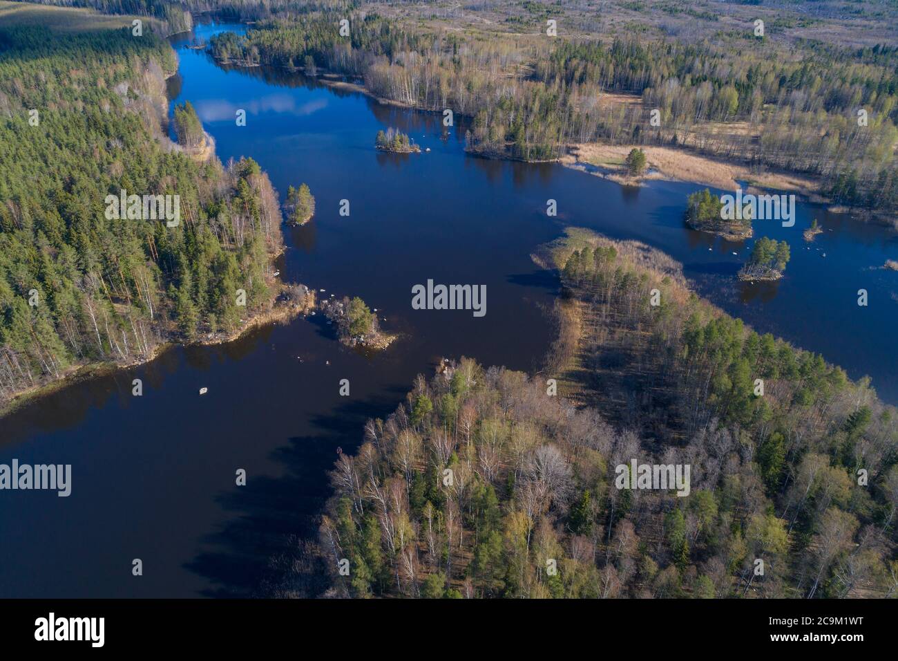 Over the branches of the Vuoksa River on May Day (aerial photography ...