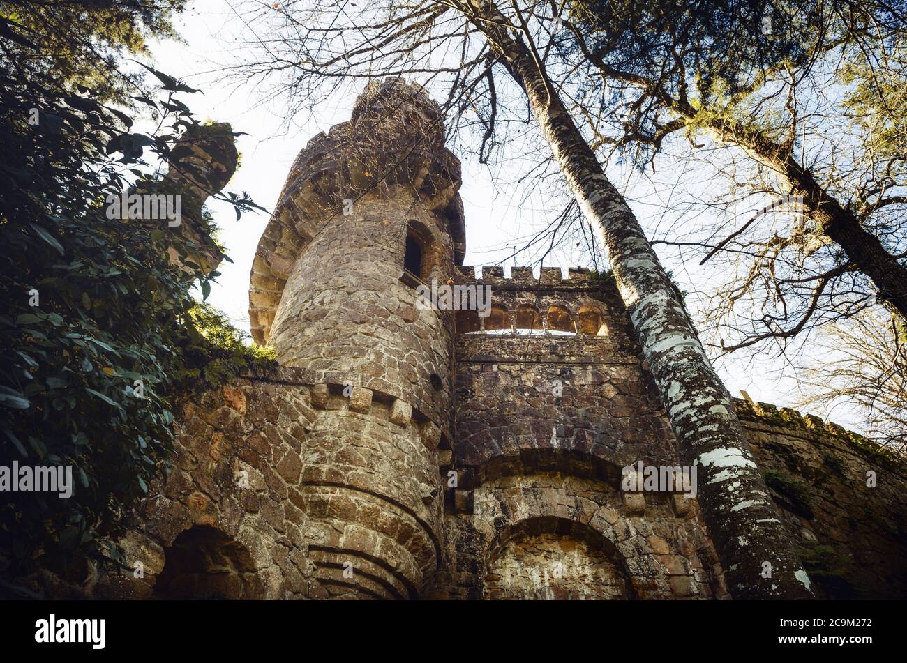 Sintra, Portugal - February 5 2019: The Regaleira Tower in Quinta da ...