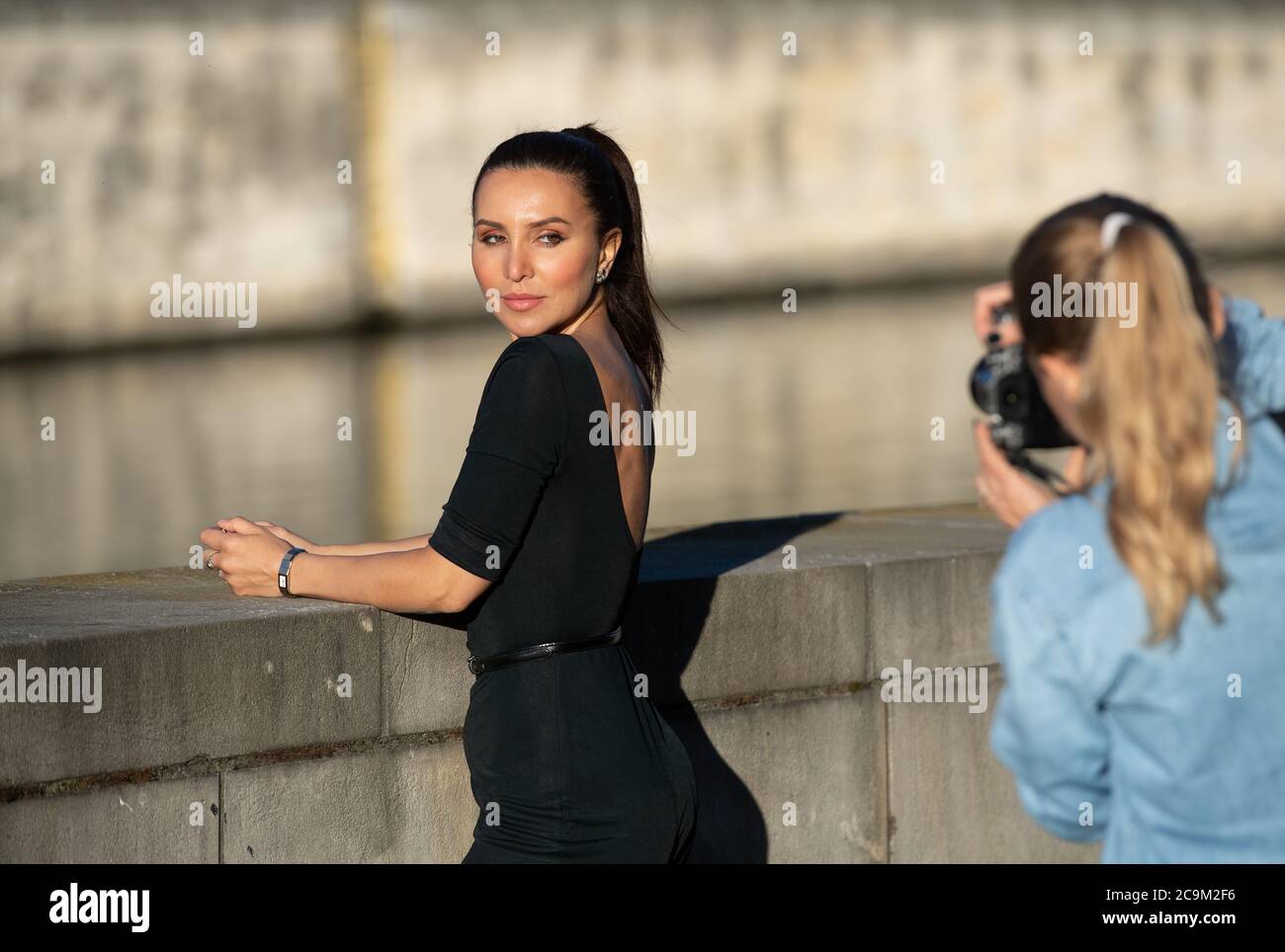 Berlin, Germany. 01st Aug, 2020. Model Evgenia (l) is photographed in ...