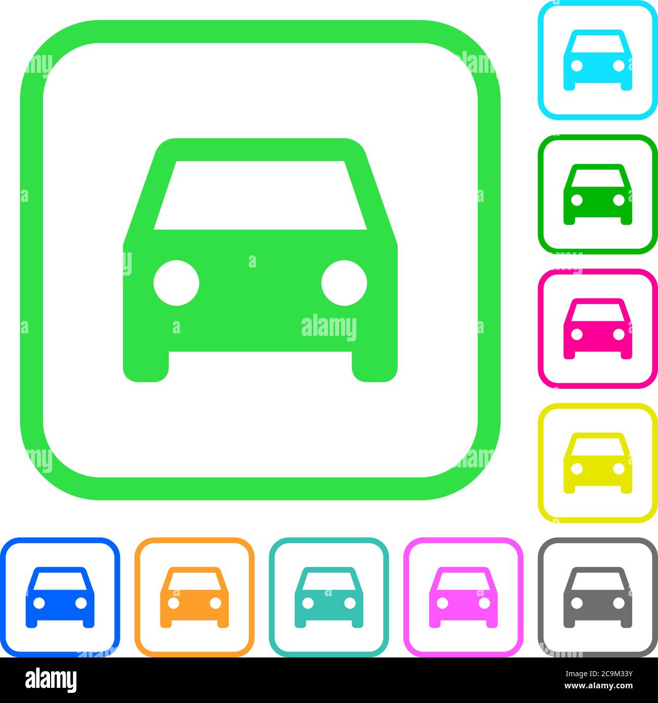 Car vivid colored flat icons in curved borders on white background ...