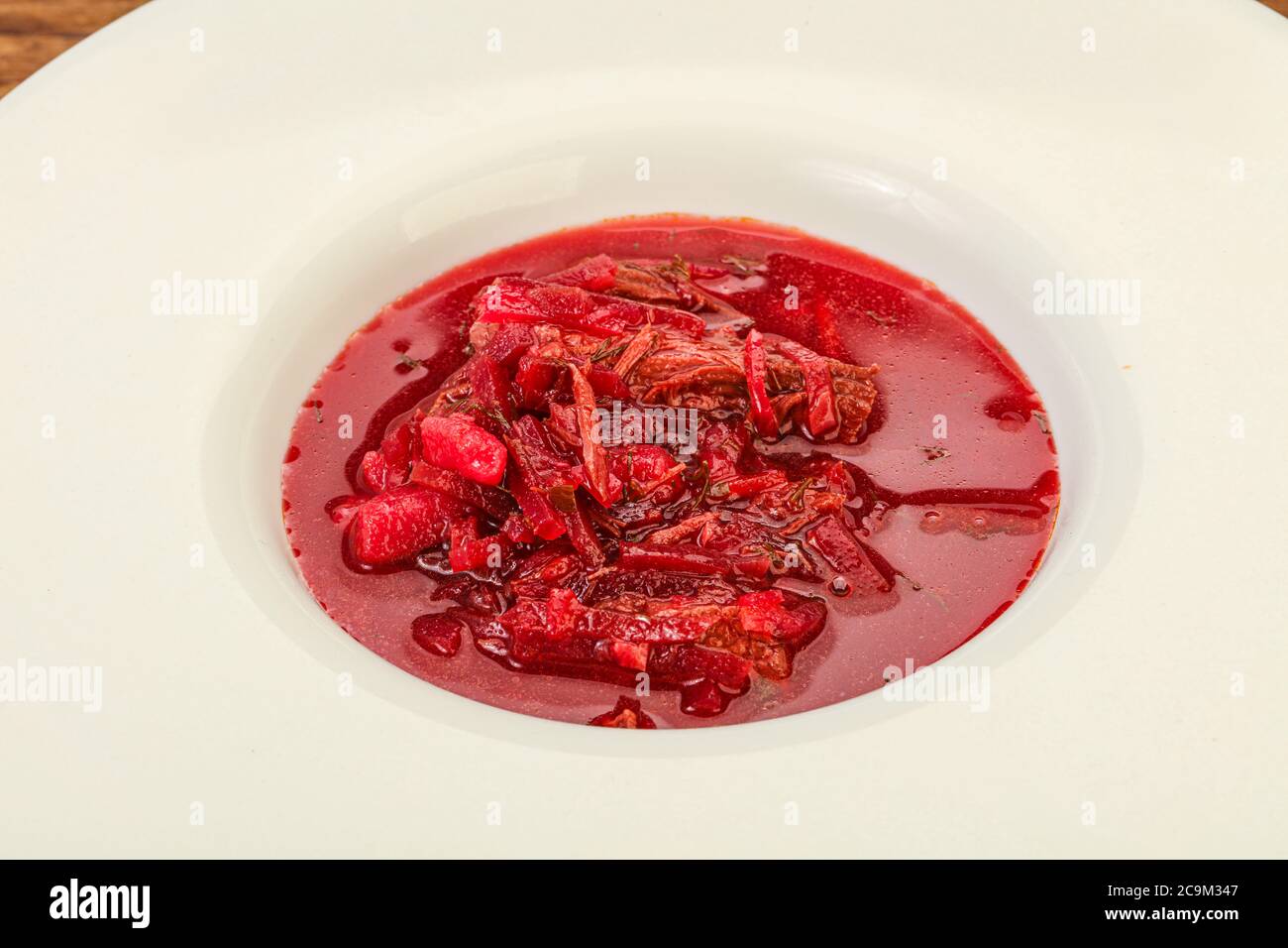 Russian traditional Borsch soup with cabbage and beef Stock Photo - Alamy