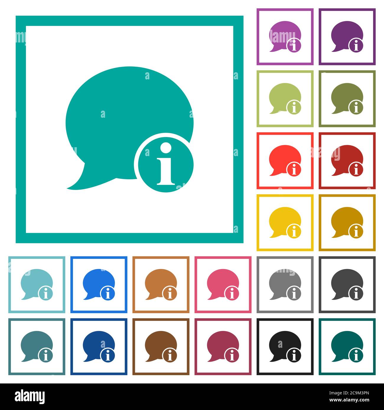Blog comment info flat color icons with quadrant frames on white ...