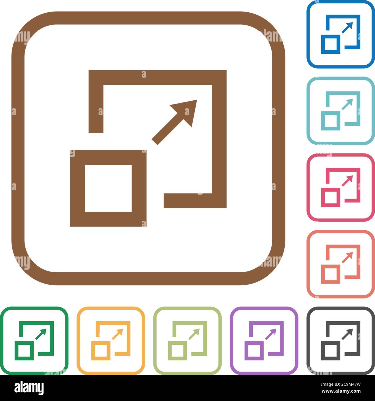 Enlarge window simple icons in color rounded square frames on white background Stock Vector ...