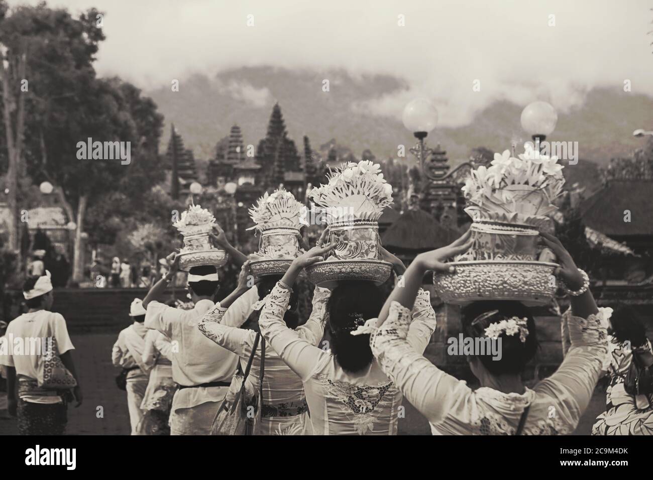 Purifying the spirits: Members of a Balinese family march during a ...