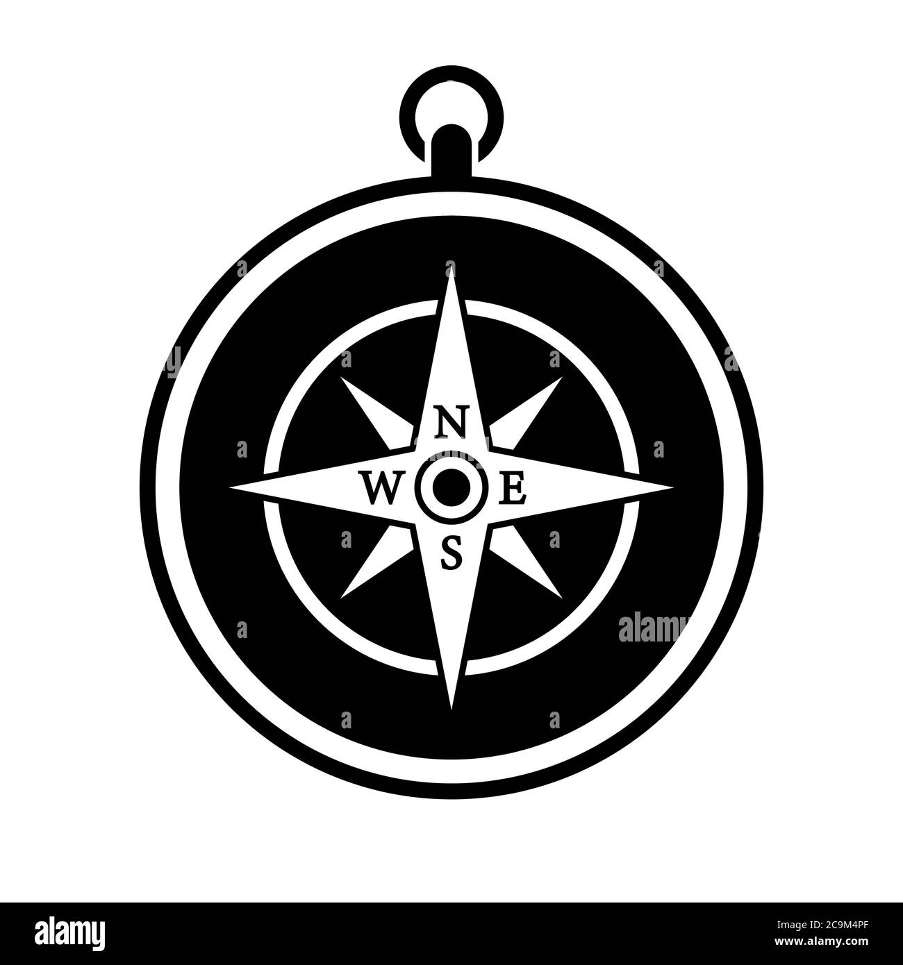 Compass icon black and white navigation equipment vector illustration ...