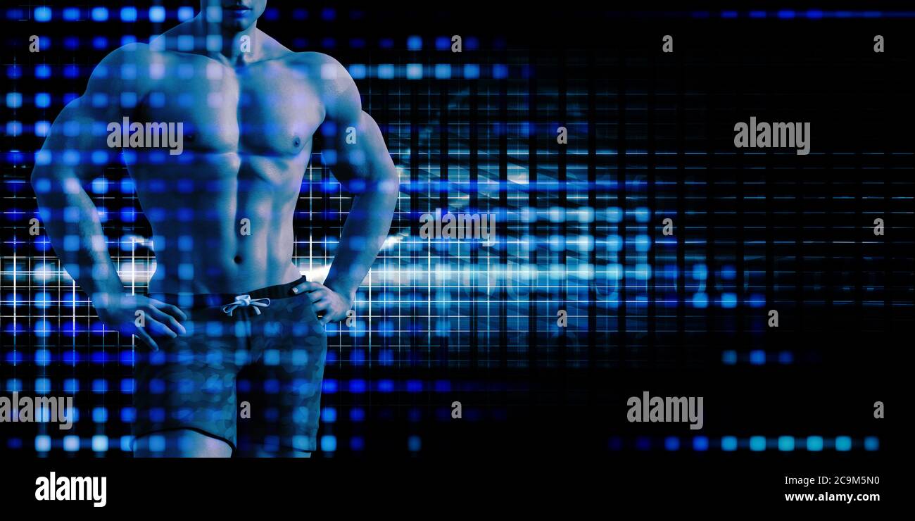 Fitness Presentation Background with Muscular Man Stock Photo - Alamy