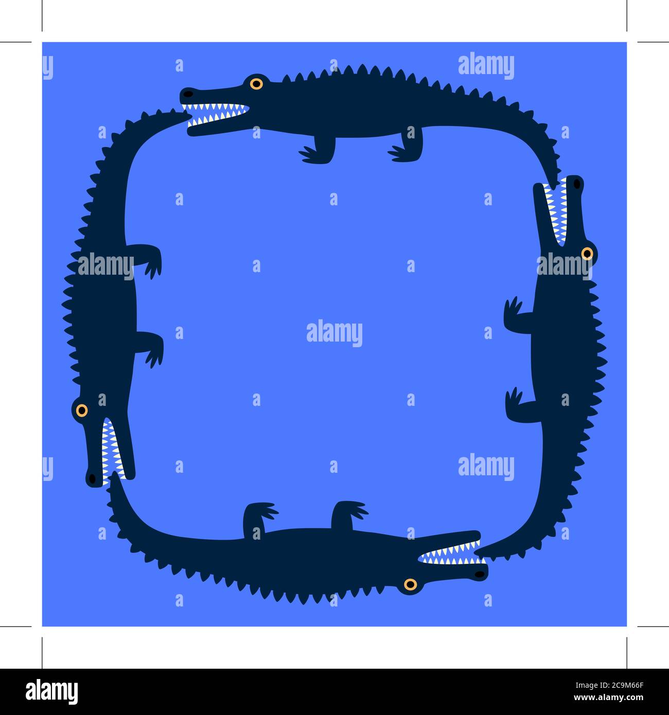 Background of the crocodile. Decorative pattern. Blue field and dark ...