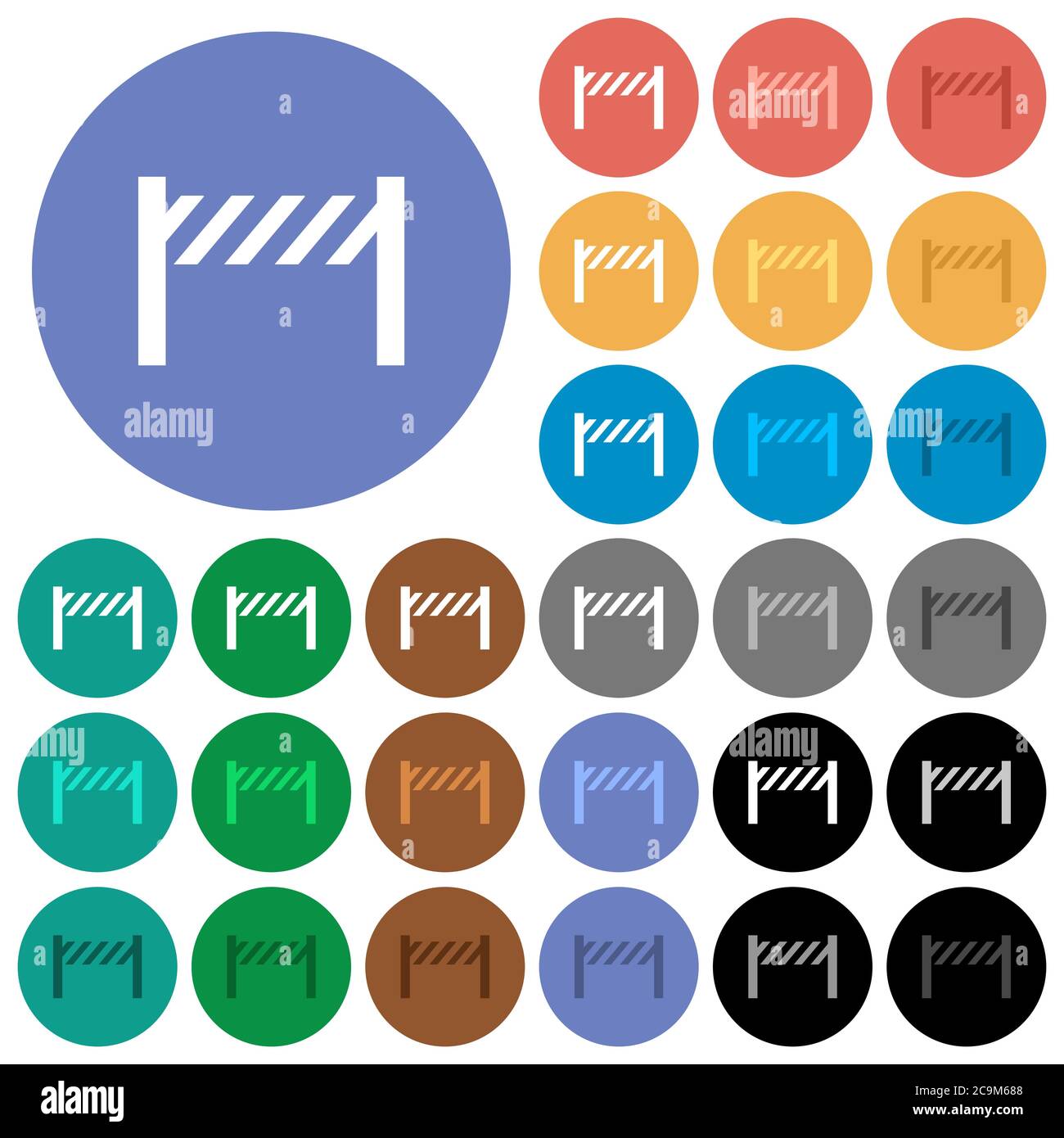 Road closure fence multi colored flat icons on round backgrounds ...