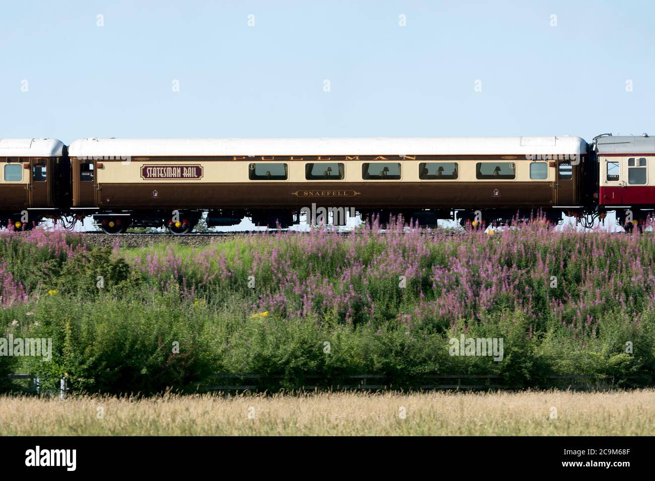 Statesman Rail Pullman carriage "Snaefell" as part of a rail tour train ...